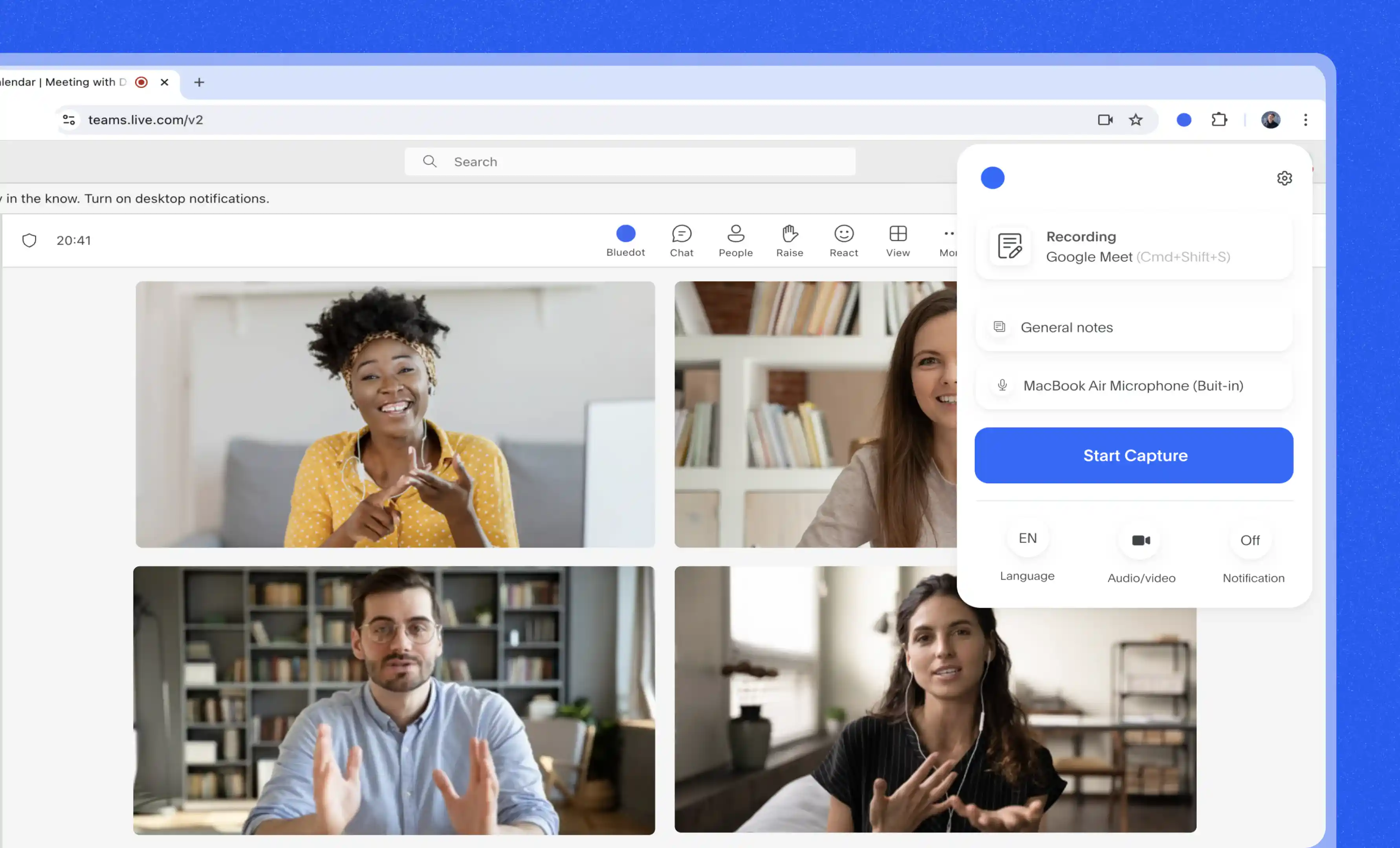 Microsoft Teams拡張機能で、すべての会議を簡素化しましょう。